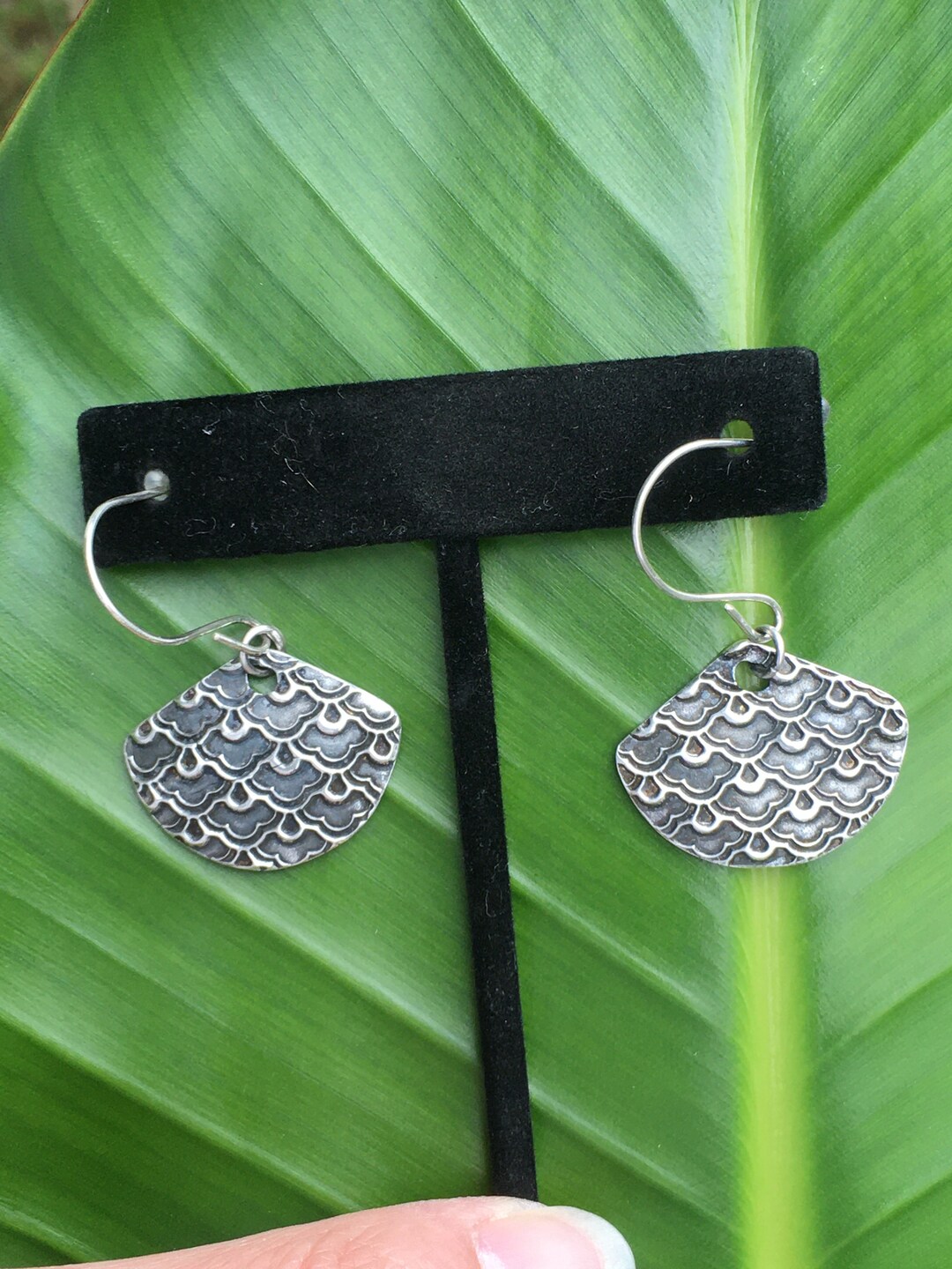 Fine Silver Fan-shaped Scalloped Earrings | Art Nouveau | Oriental ...