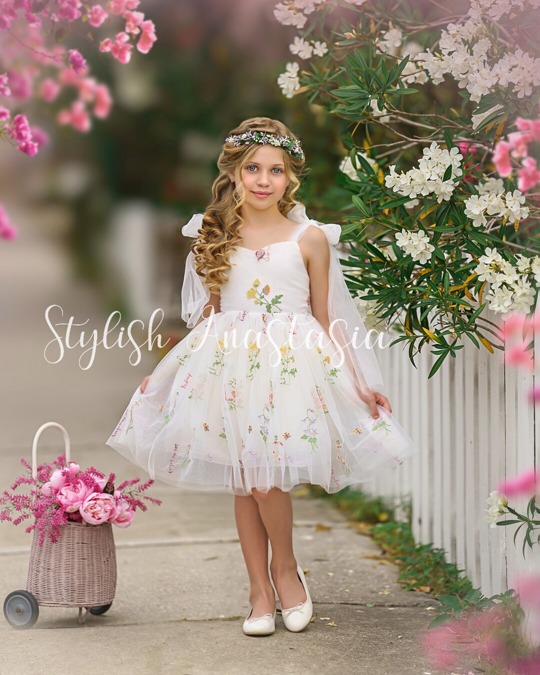 Enchanted Rose Floral Embroidery Dress Flower Girl Dress - Etsy