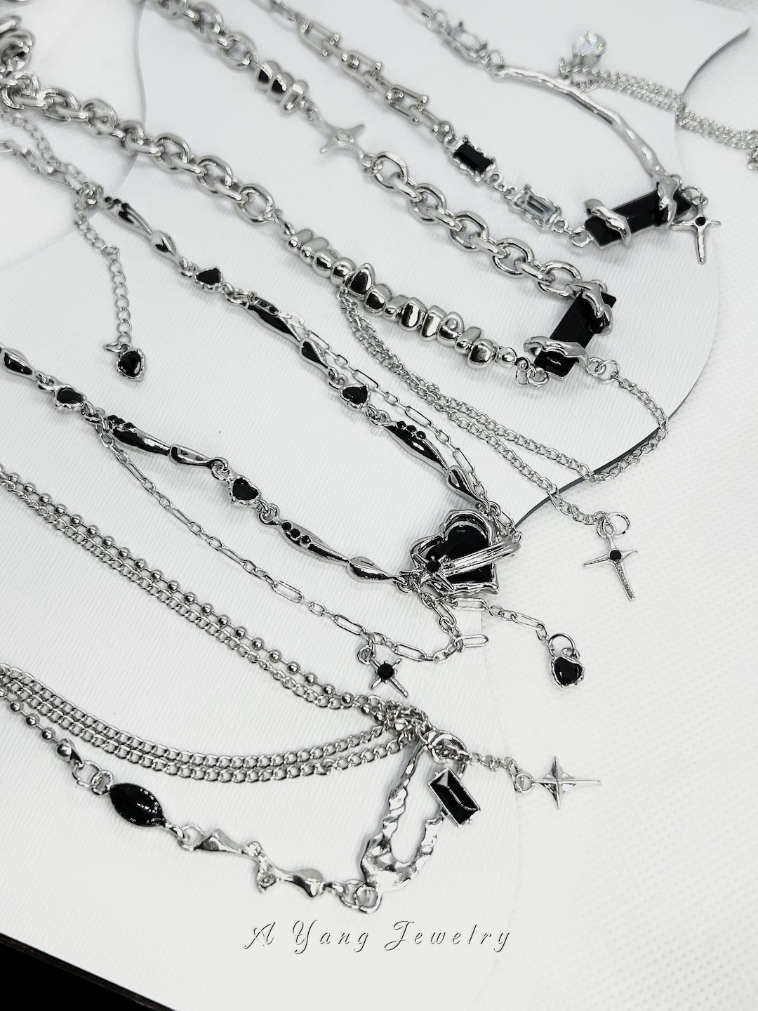 Irregular Necklace Y2k Pendant|gothic Punk Layered Silver Necklace Set ...