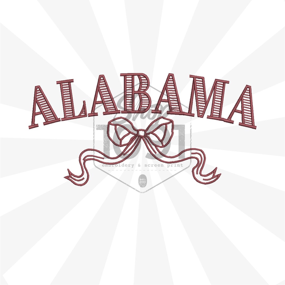 Alabama Bow Embroidery Files - Etsy