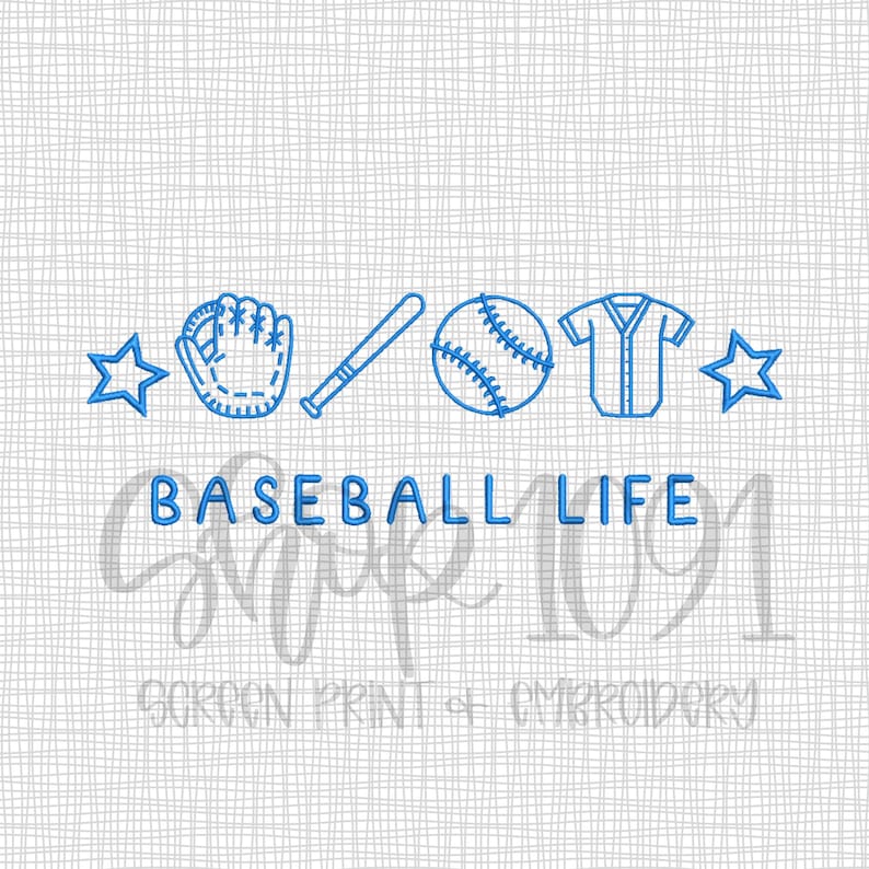 Baseball Life Icons Embroidery Design - Etsy