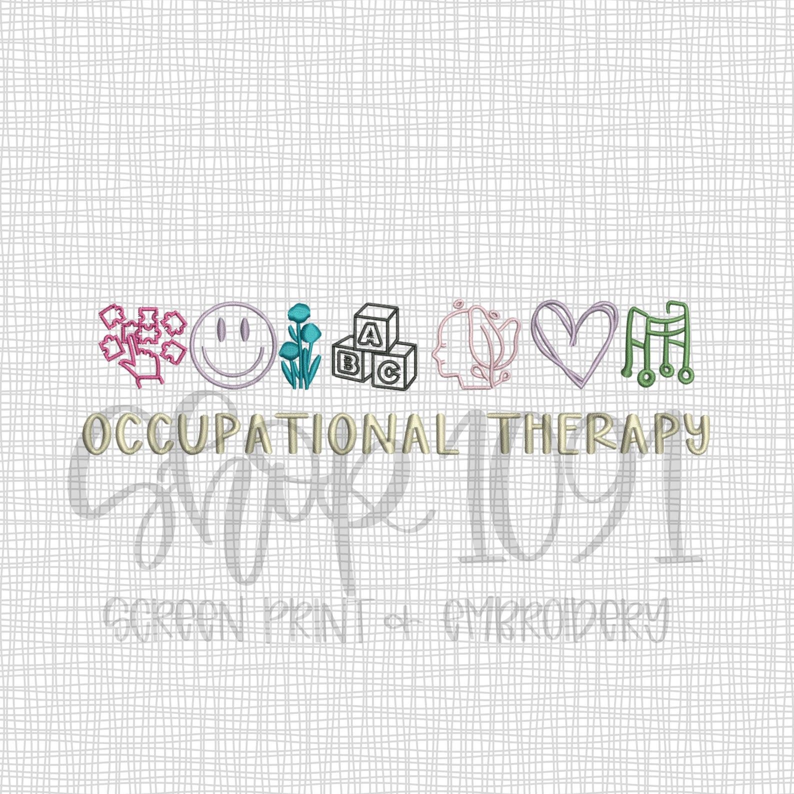 Occupational Therapy Icons Embroidery Design - Etsy