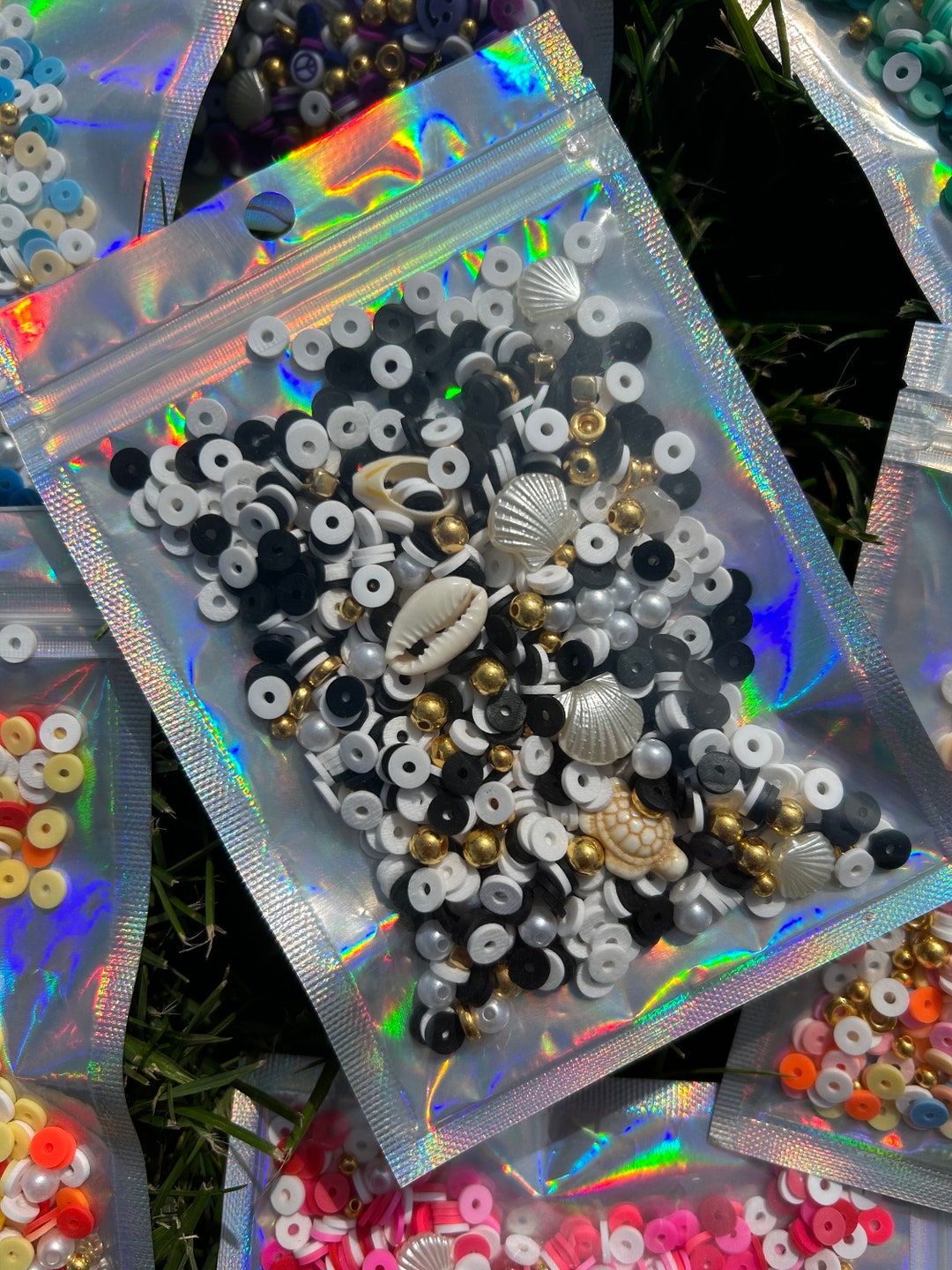 Golden Checkers | Bead Confetti | Clay Bead and Charm Confetti ...