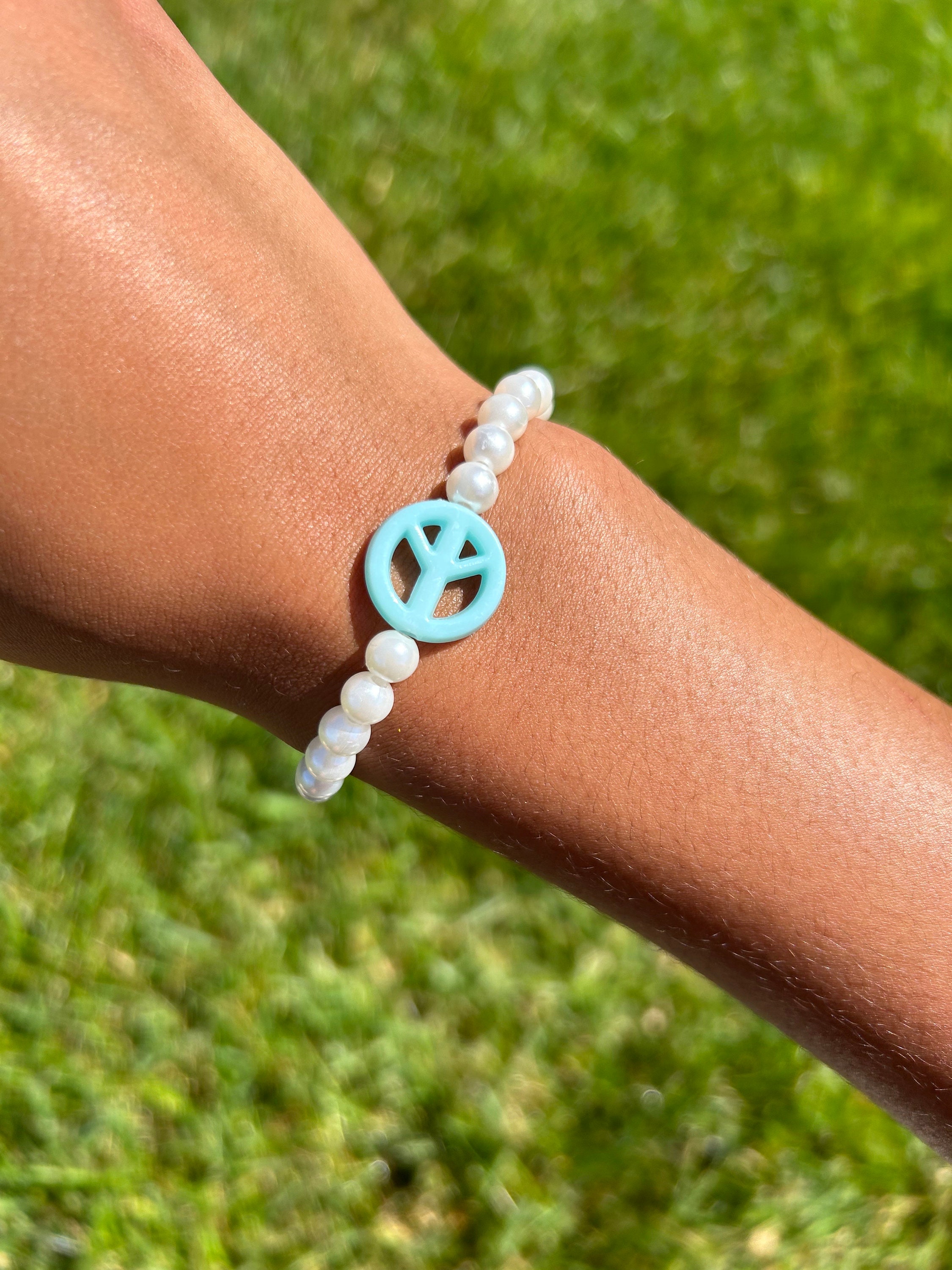 Preppy Bracelets Name Bracelet Peace Sign Bracelet Aesthetic Jewelry ...