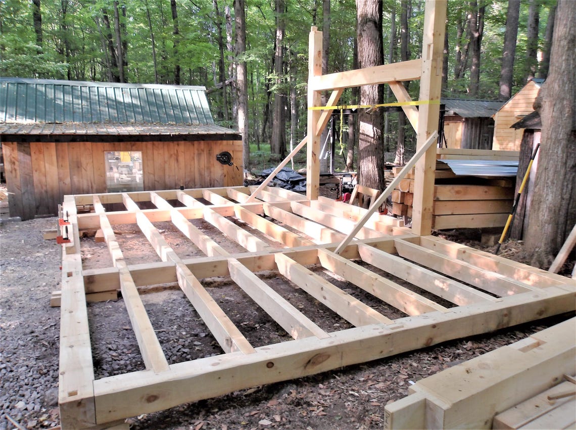 16'x28' Timber Frame Kit- 12x16' Main Frame With 8x16' Side Lean-tos ...