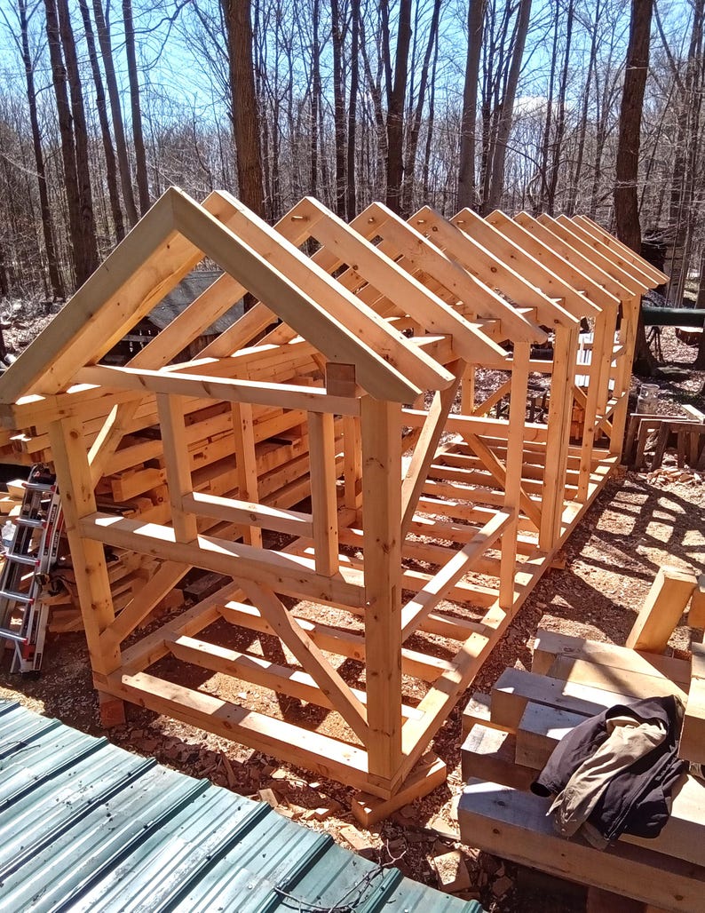8'x24' Saltbox Timber Frame Kit- 100% Precut, Labeled and Ready to ...