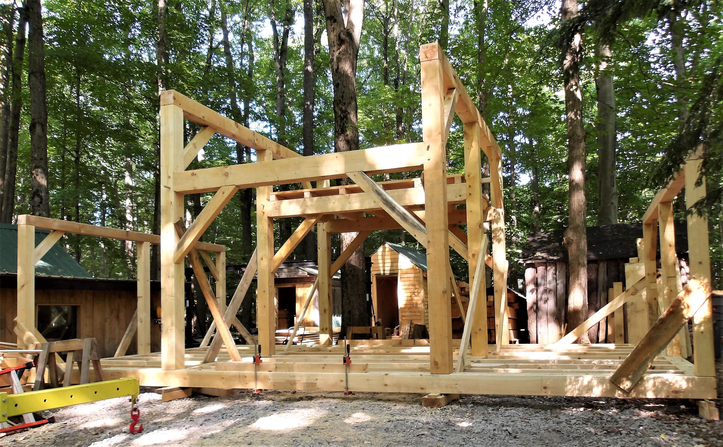 16'x28' Timber Frame Kit- 12x16' Main Frame With 8x16' Side Lean-tos ...