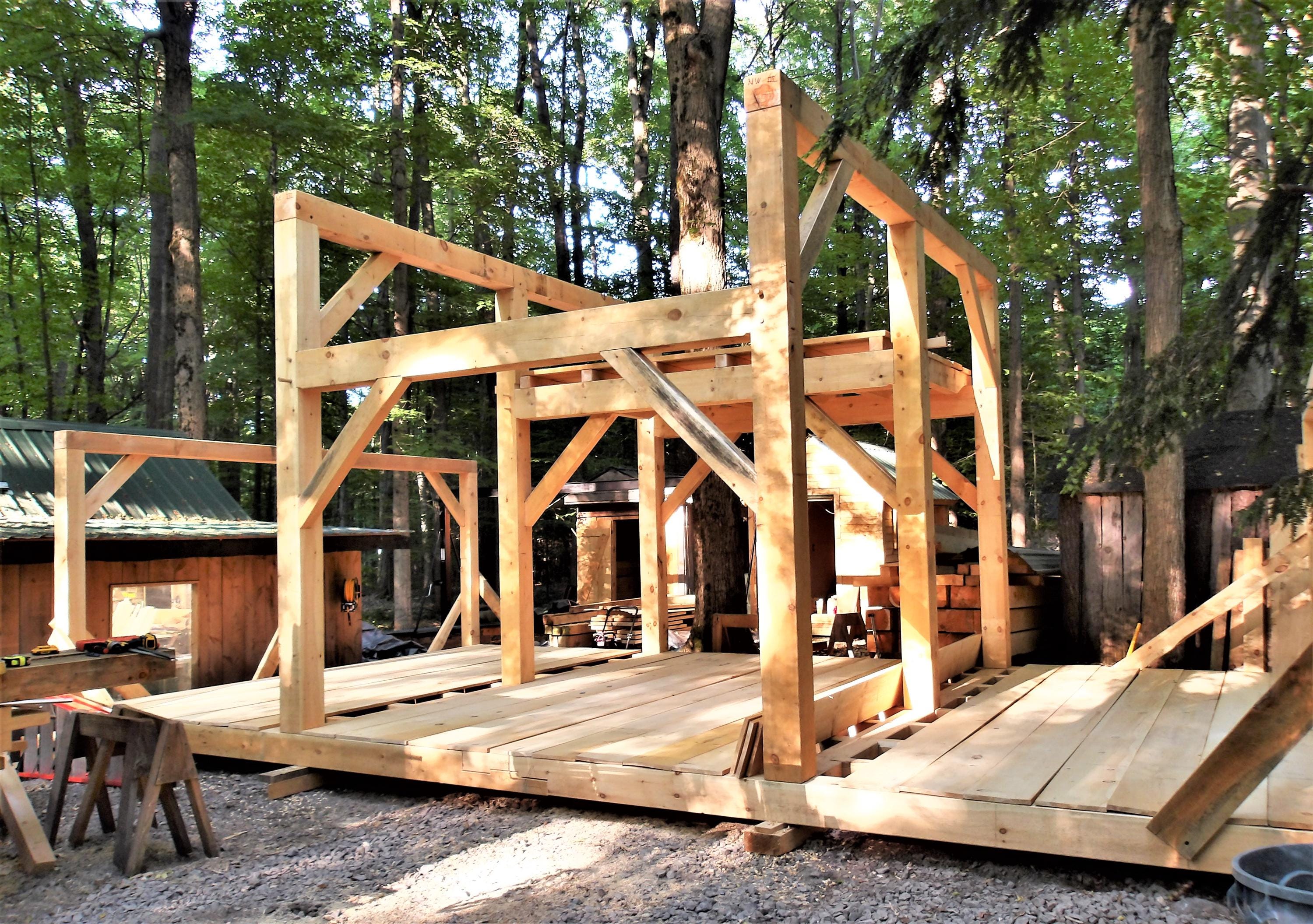 16'x28' Timber Frame Kit 12x16' Main Frame With 8x16' Side Lean-tos 100 ...