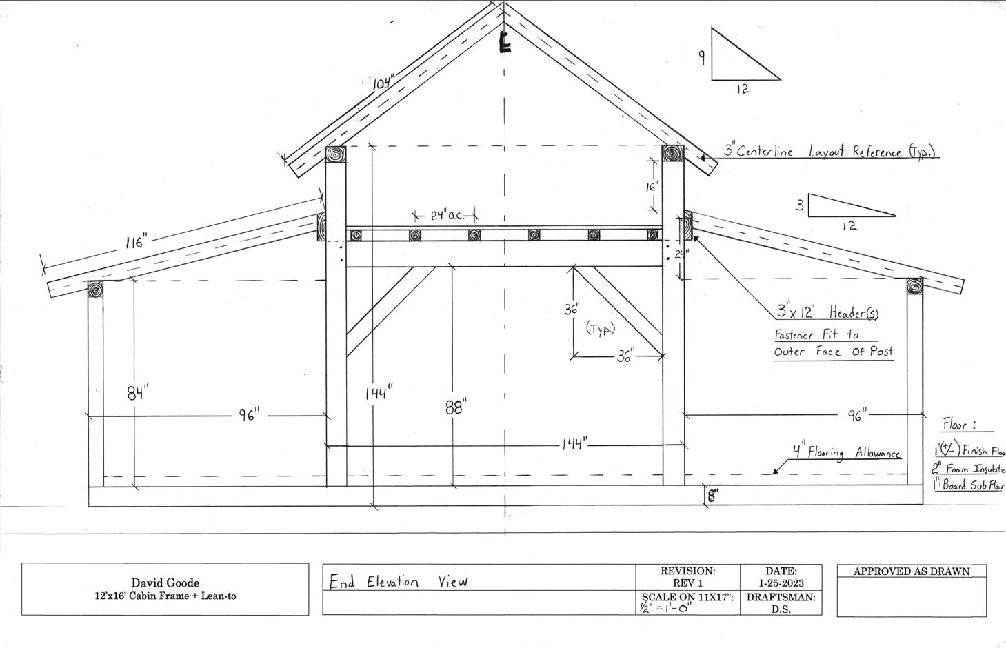 16'x28' Timber Frame Kit- 12x16' Main Frame With 8x16' Side Lean-tos ...