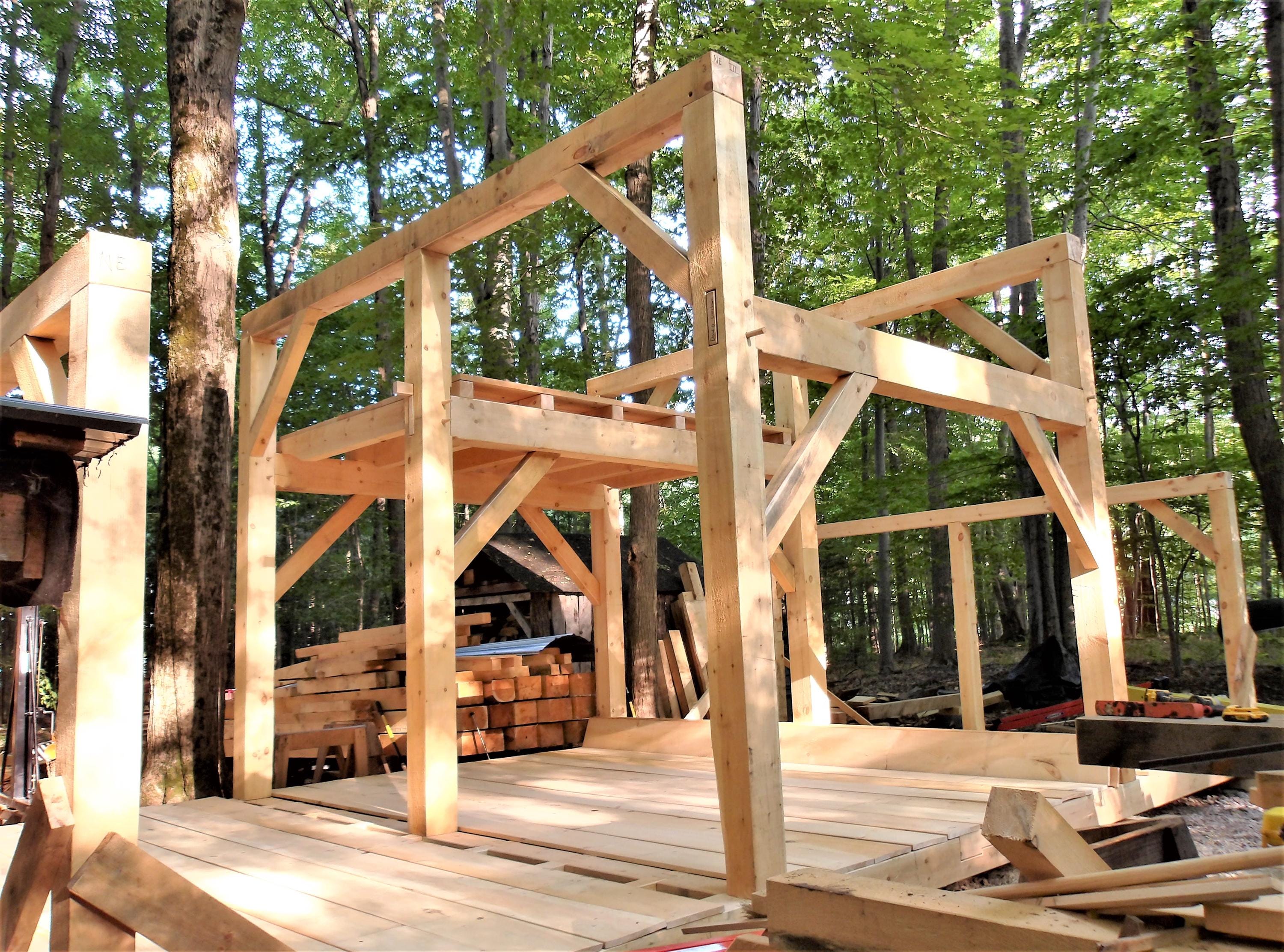 16'x28' Timber Frame Kit- 12x16' Main Frame With 8x16' Side Lean-tos ...