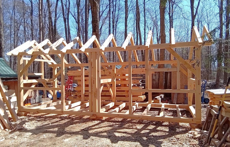 8'x24' Saltbox Timber Frame Kit- 100% Precut, Labeled and Ready to ...