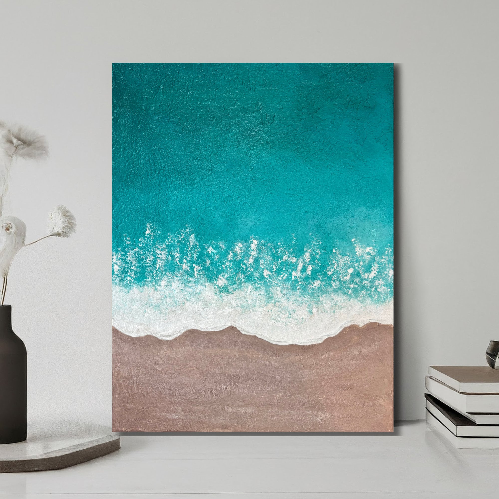 Ocean Textured Canvas Art | Sea Beach Artwork | Wall Plaster 3D Art ...