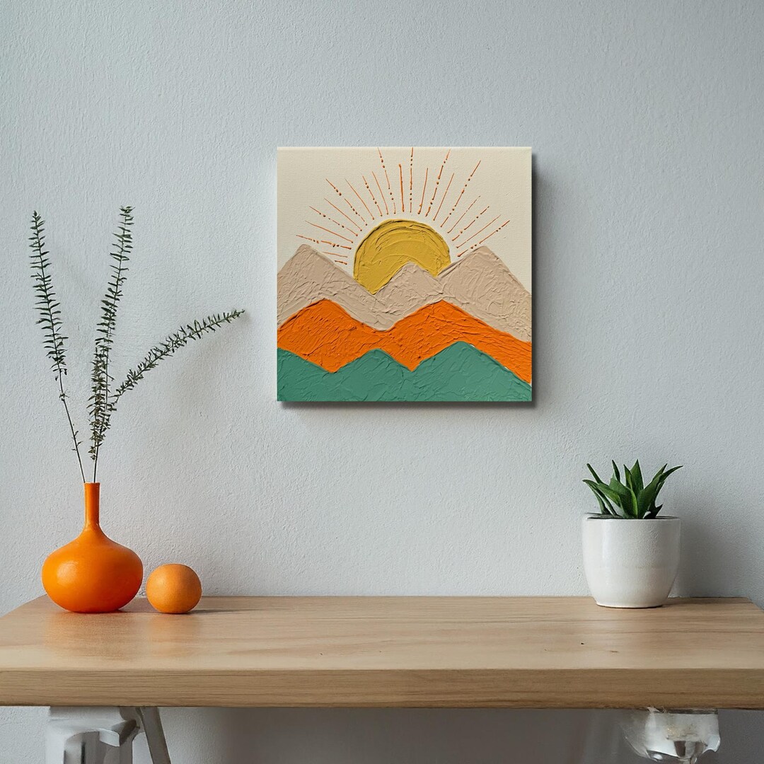Boho Mountain Sunset Textured Wall Art Colorful 3D Home Decor Boho Home ...