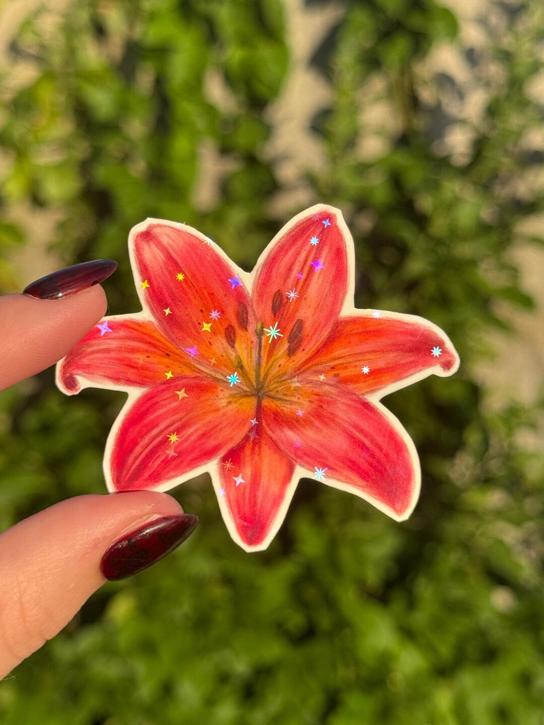 Dark Pink Lily Sticker: Glossy Vinyl Waterproof Journal Decal - Etsy