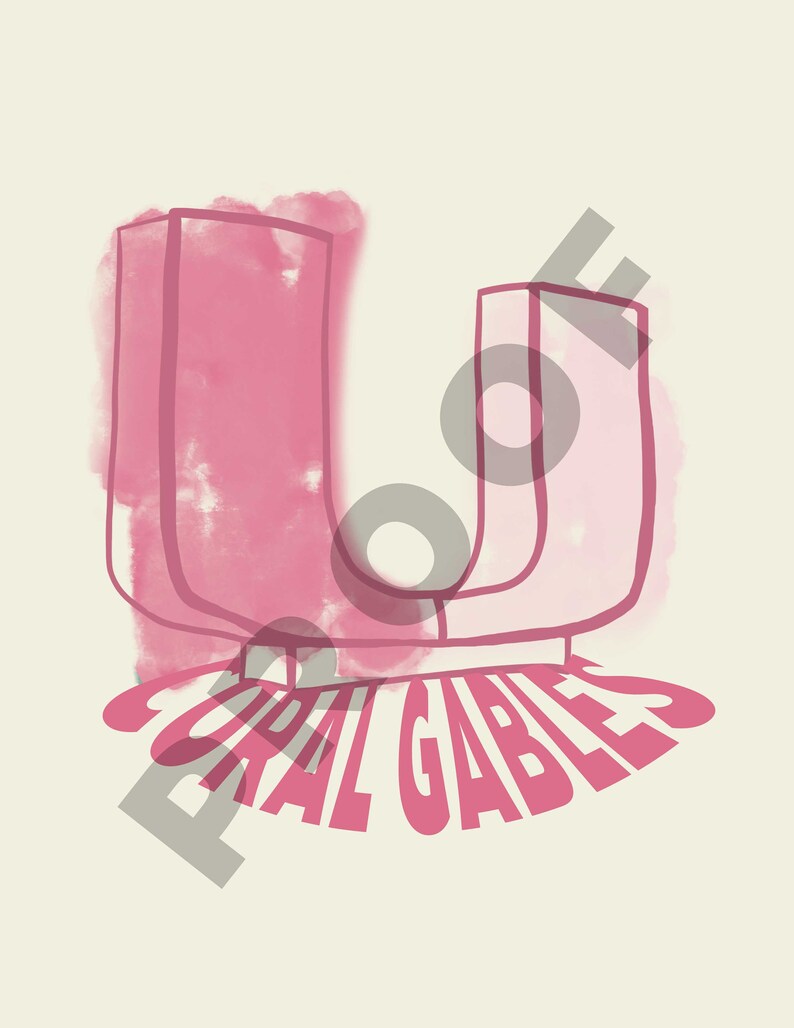 Miami Prints | Bar Cart Poster Designs for University of Miami | Pink ...