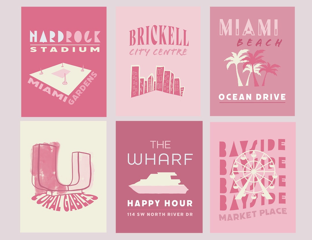 Miami Prints Bar Cart Poster Designs for University of Miami - Etsy