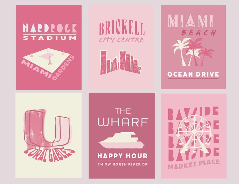 Miami Prints | Bar Cart Poster Designs for University of Miami | Pink ...