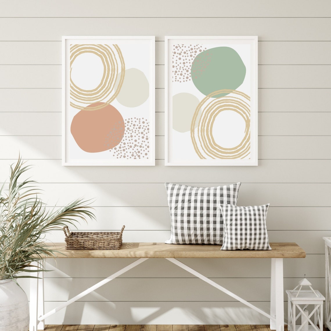 Abstract Circles Wall Art Set of 2 Prints Modern Art Print - Etsy