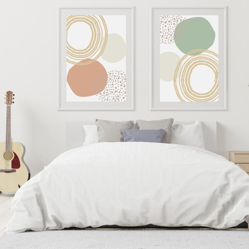 Abstract Circles Wall Art Set of 2 Prints Modern Art Print - Etsy