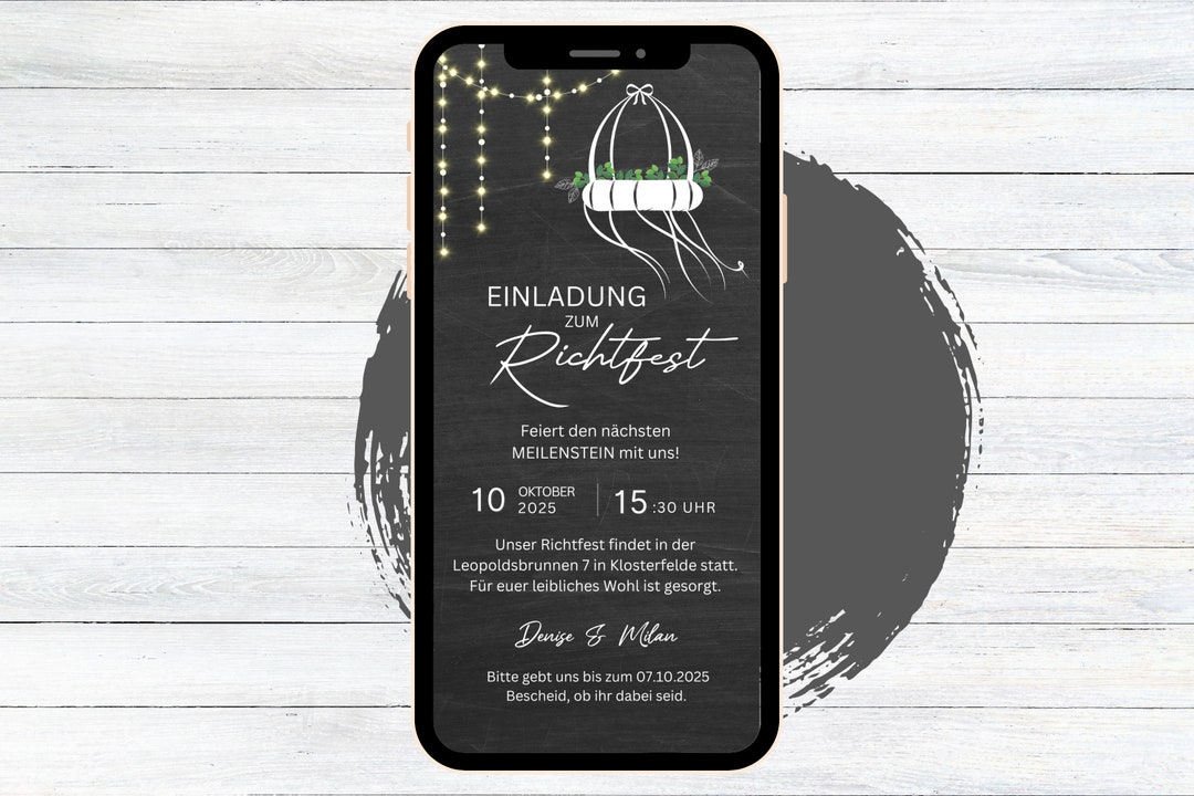 Invitation To The Topping Out Ceremony Table Of Lights Etsy