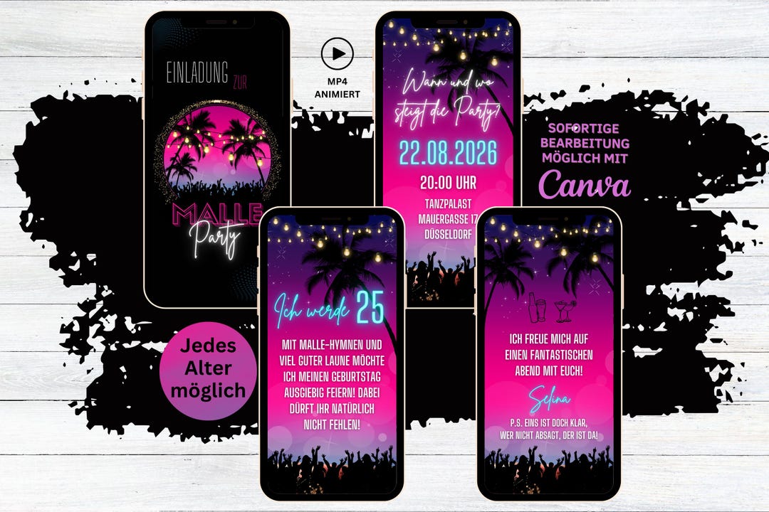 Ecard Malle Party Invitation | Digital Whatsapp Summer Party ...