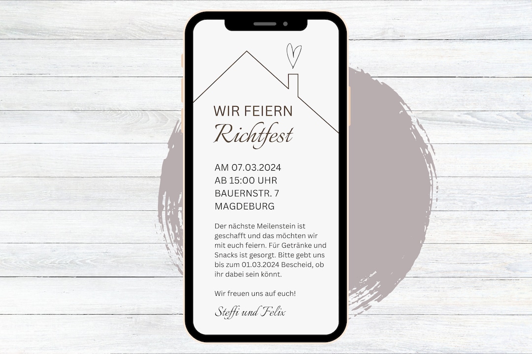 Elegantes Text Einladung Richtfest Fotos