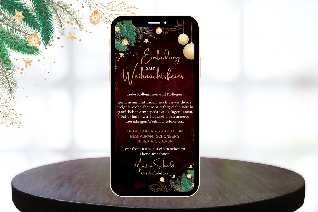 Digital Ecard Invitation Christmas Party Company Bordeaux to Send via ...