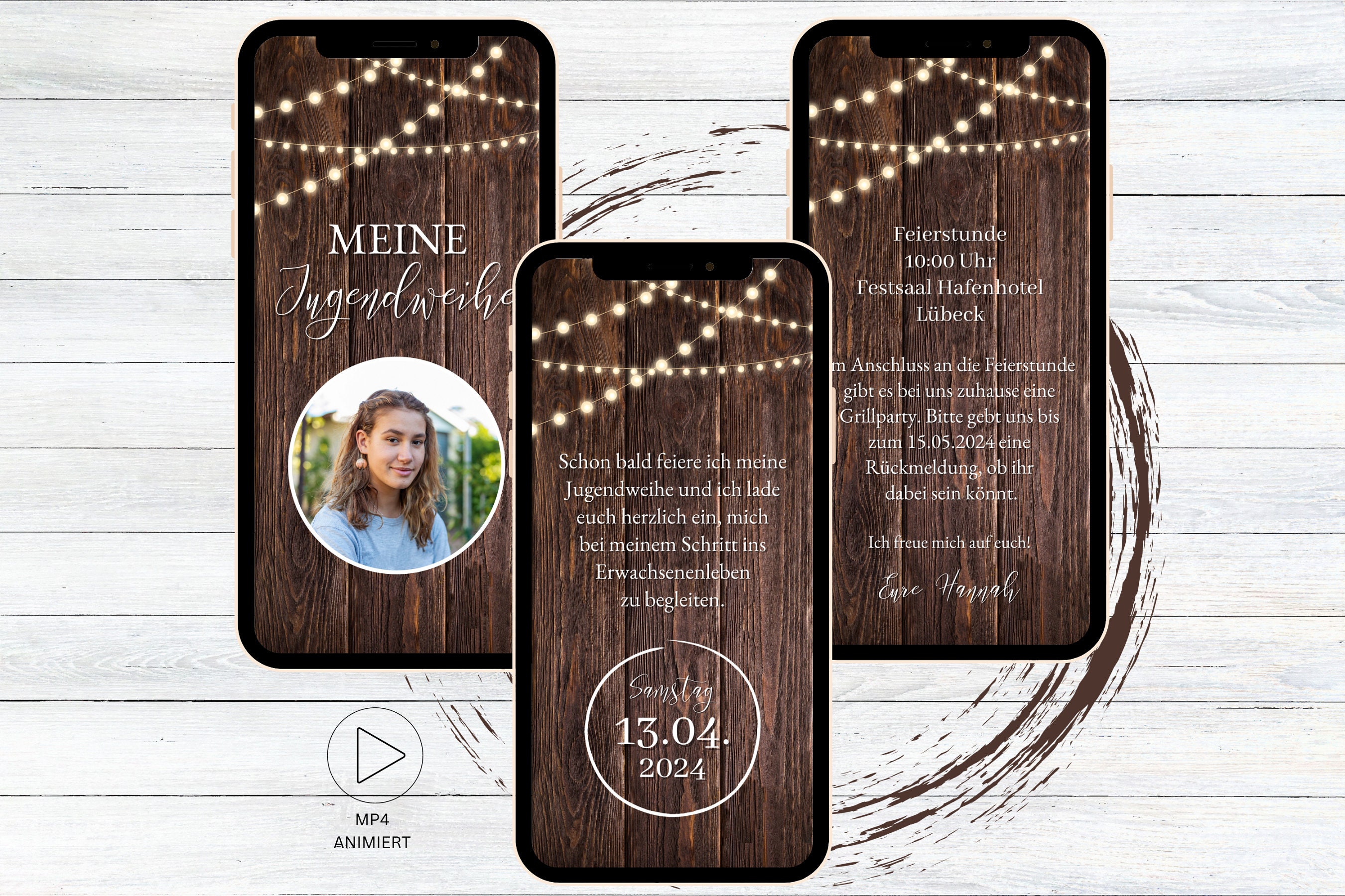 Digital Invitation Card for Youth Consecration Rustic Wood Confirmation ...