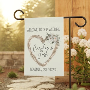 Custom Rustic Wedding Flag. Customized Names and Dates Flag. Minimalist ...