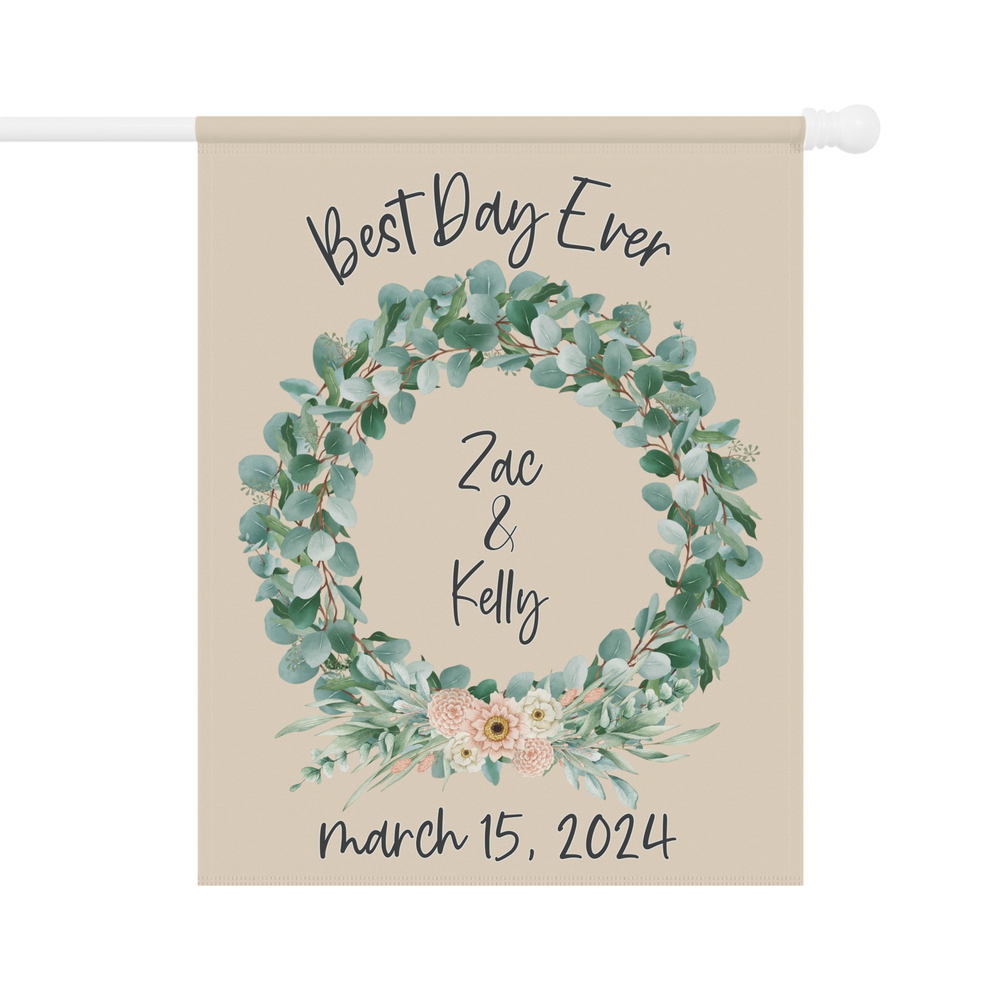 Custom Best Day Ever Wedding Flag. Customized Names and Dates Wedding ...