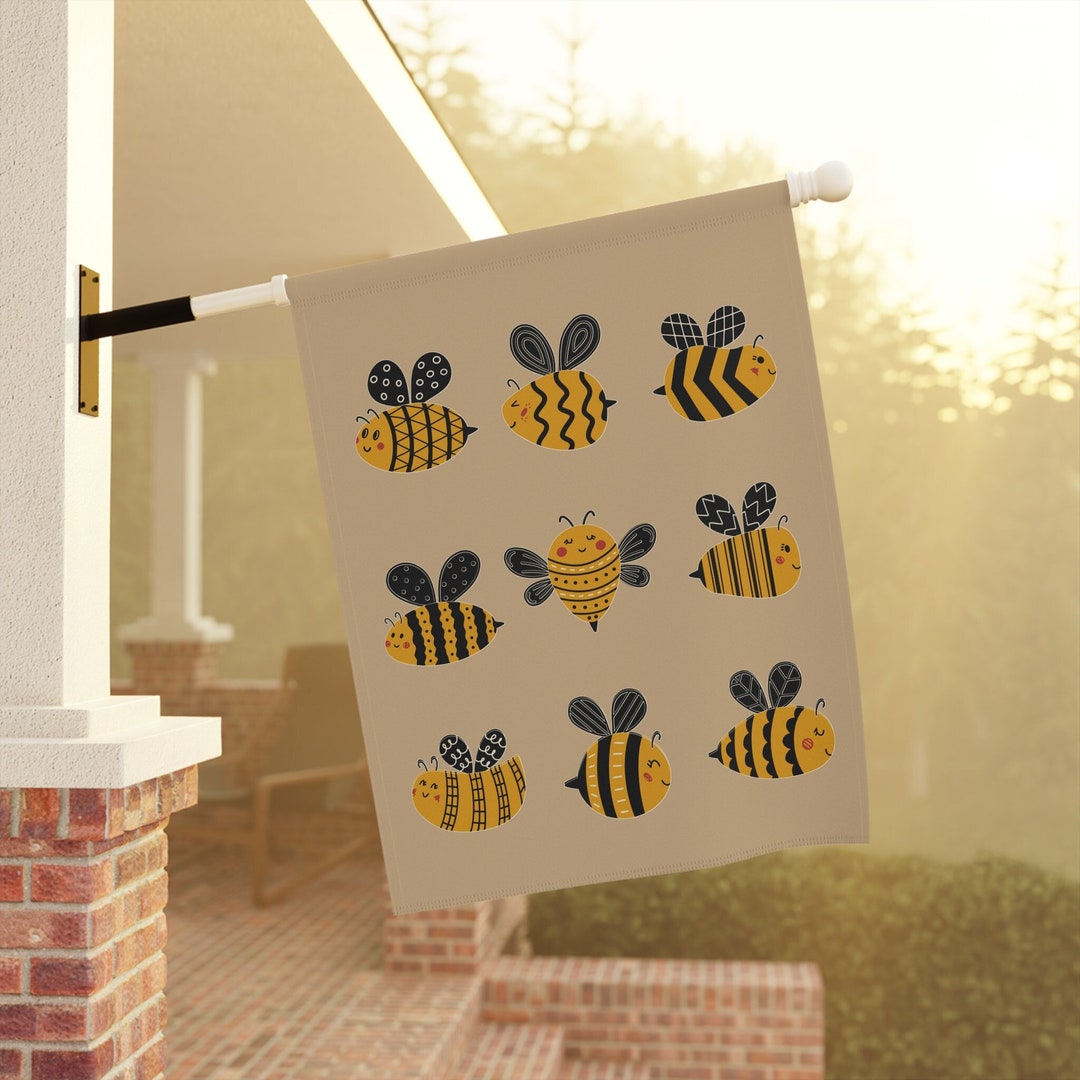 Cute Bee Garden Flag. Feed the Bees Garden Flag. Garden Bee Lover ...