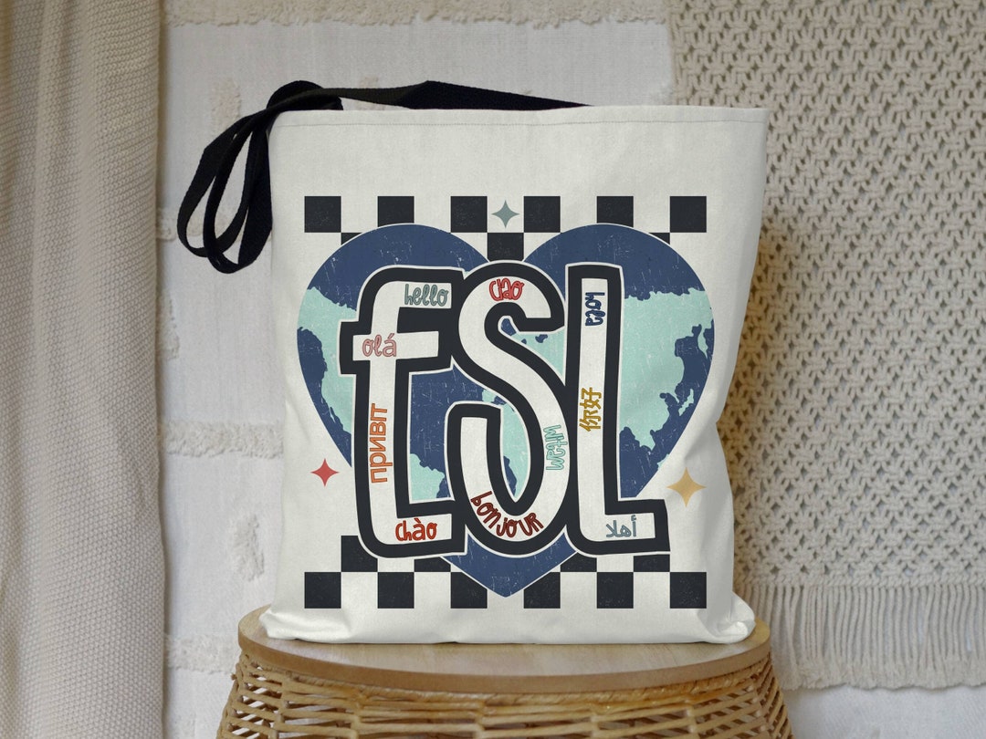 ESL Teacher Tote Bag, English as a Second Language Bag, Multilingual ...