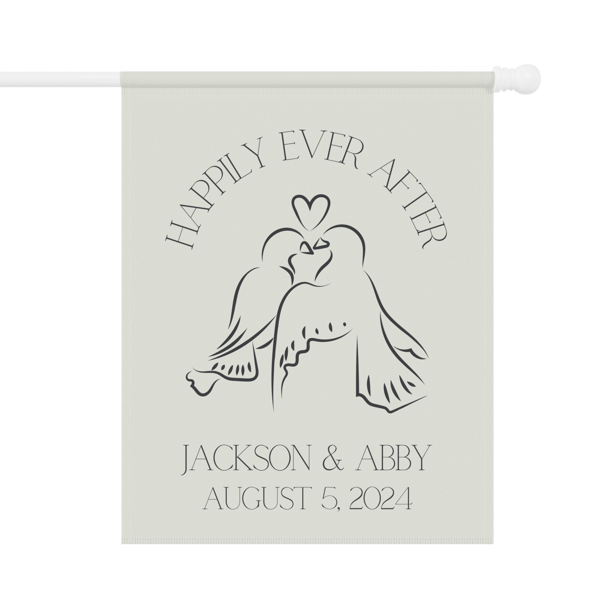 Custom Elegant Lovebirds Wedding Flag. Customized Names and Dates ...