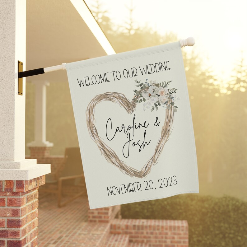 Custom Rustic Wedding Flag. Customized Names and Dates Flag. Minimalist ...