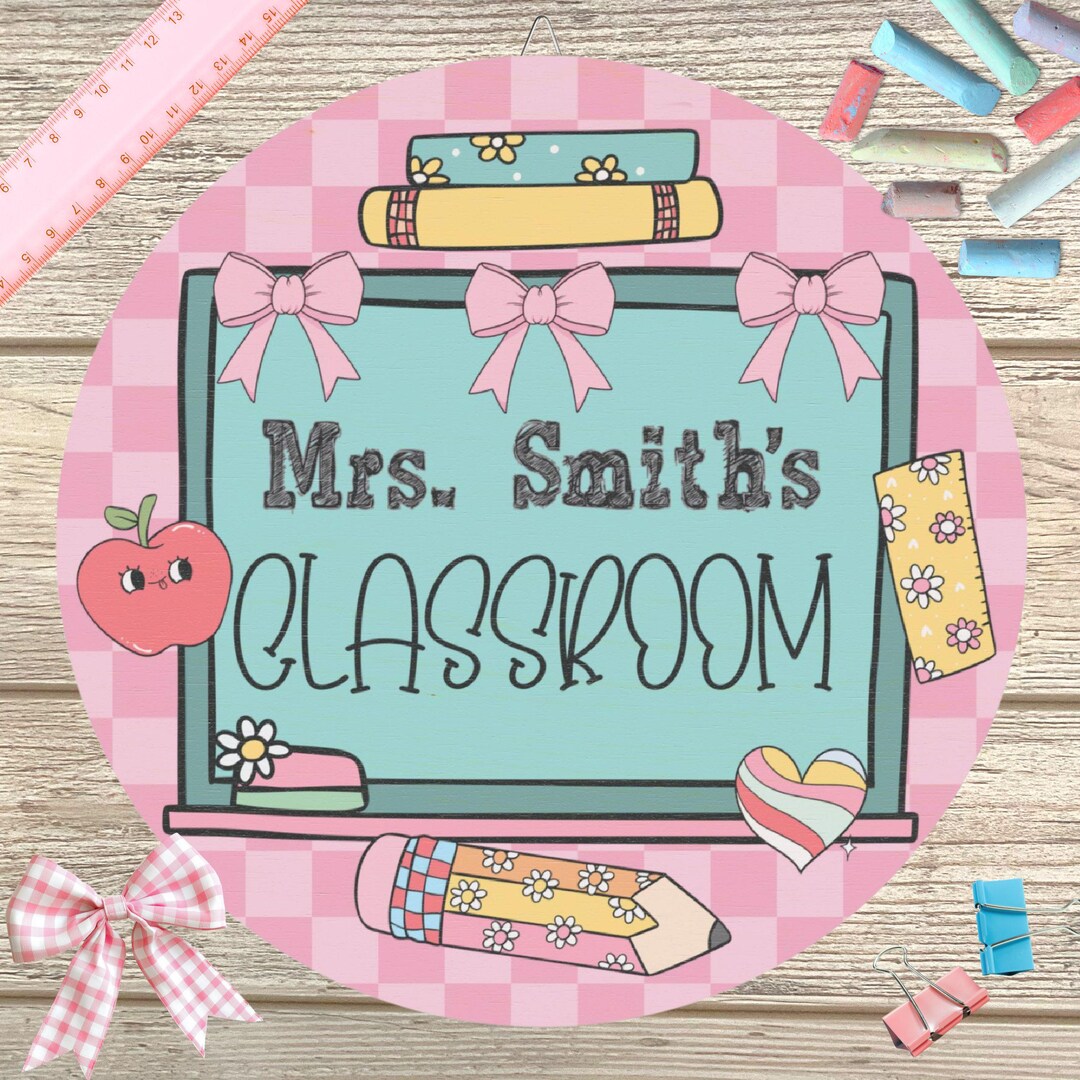 Cute Wooden Teacher Sign, Coquette Classroom Decor, Back-to-school ...