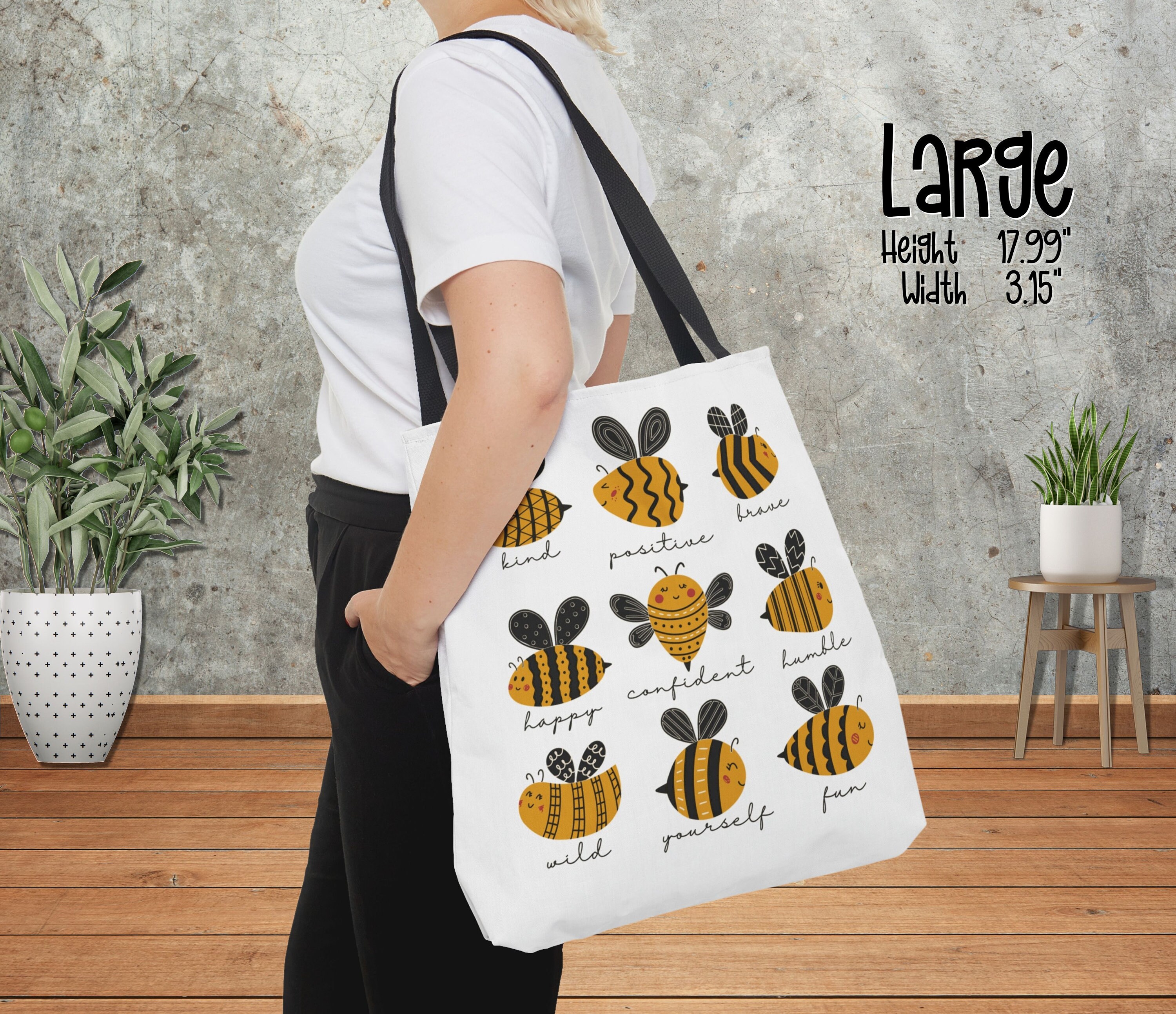 Inspirational Bee Positivity Tote Bag. Bee Lover Gift. Cute Bag for ...