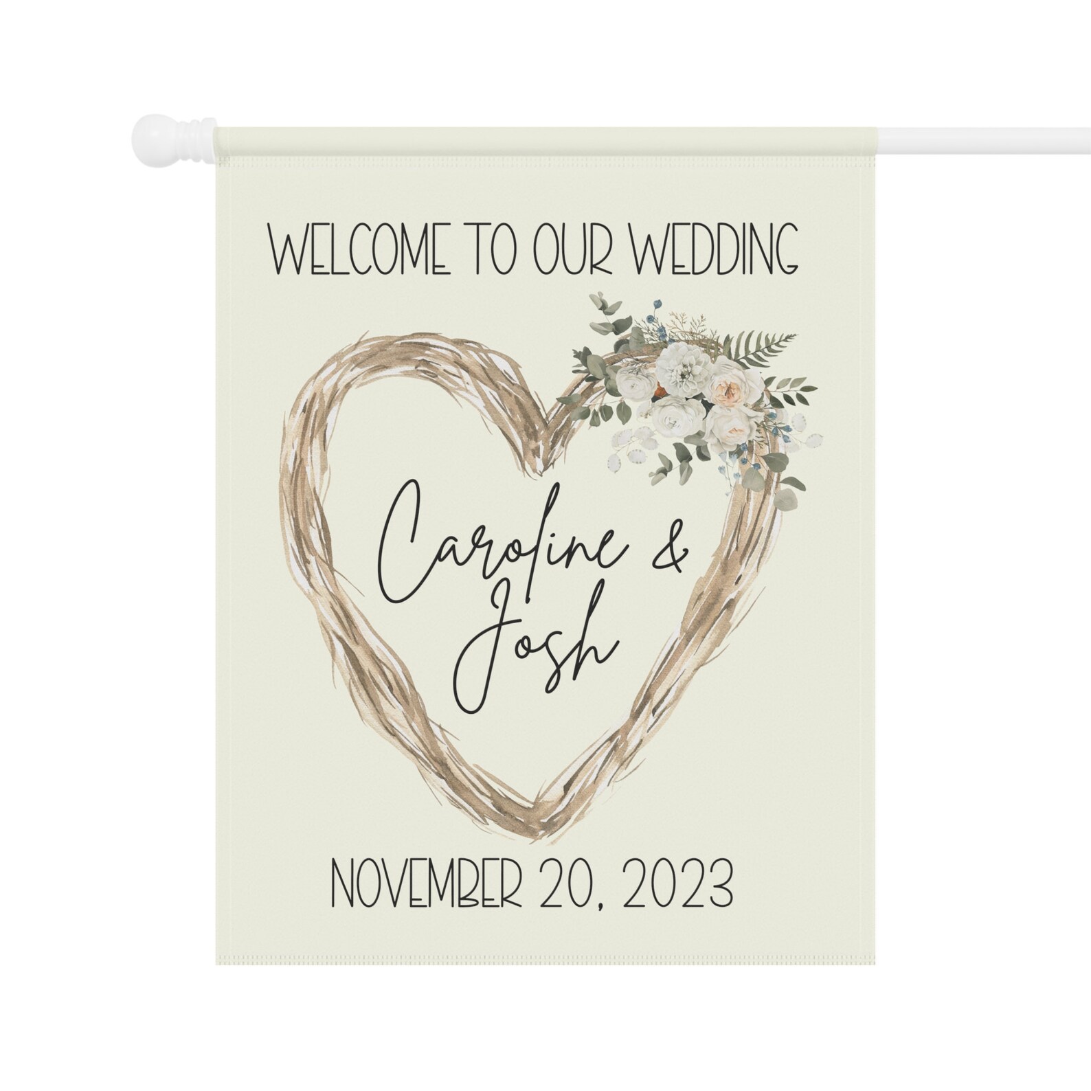 Custom Rustic Wedding Flag. Customized Names and Dates Flag. Minimalist ...