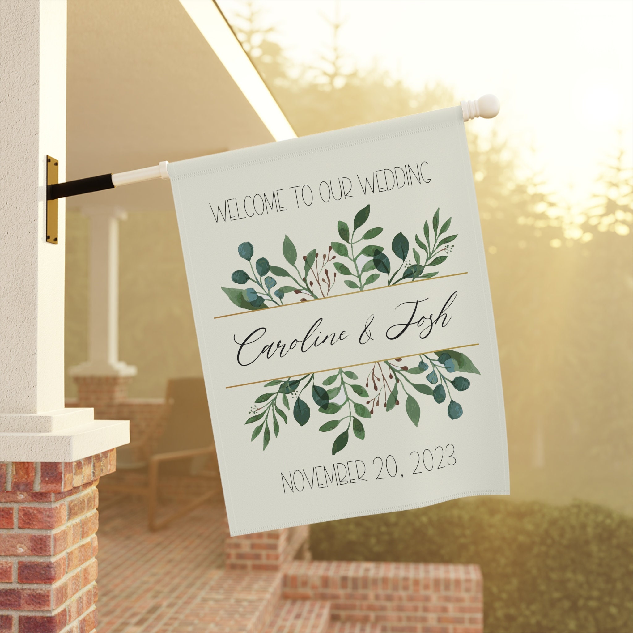 Custom Ornate Wedding Flag. Customized Names and Dates Flag. Minimalist ...