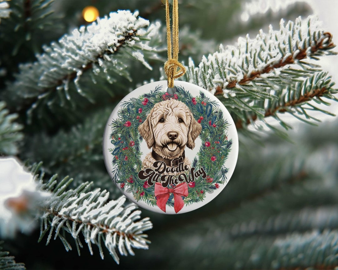 Goldendoodle Christmas Ornament, Doodle All the Way Ceramic Tree ...