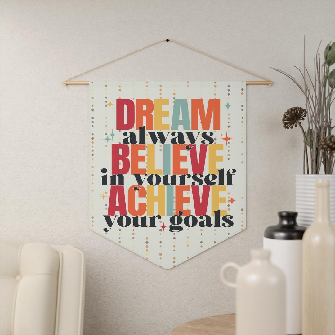 Dream Believe Achieve Classroom School Positivity Wall Hanging Pennant ...