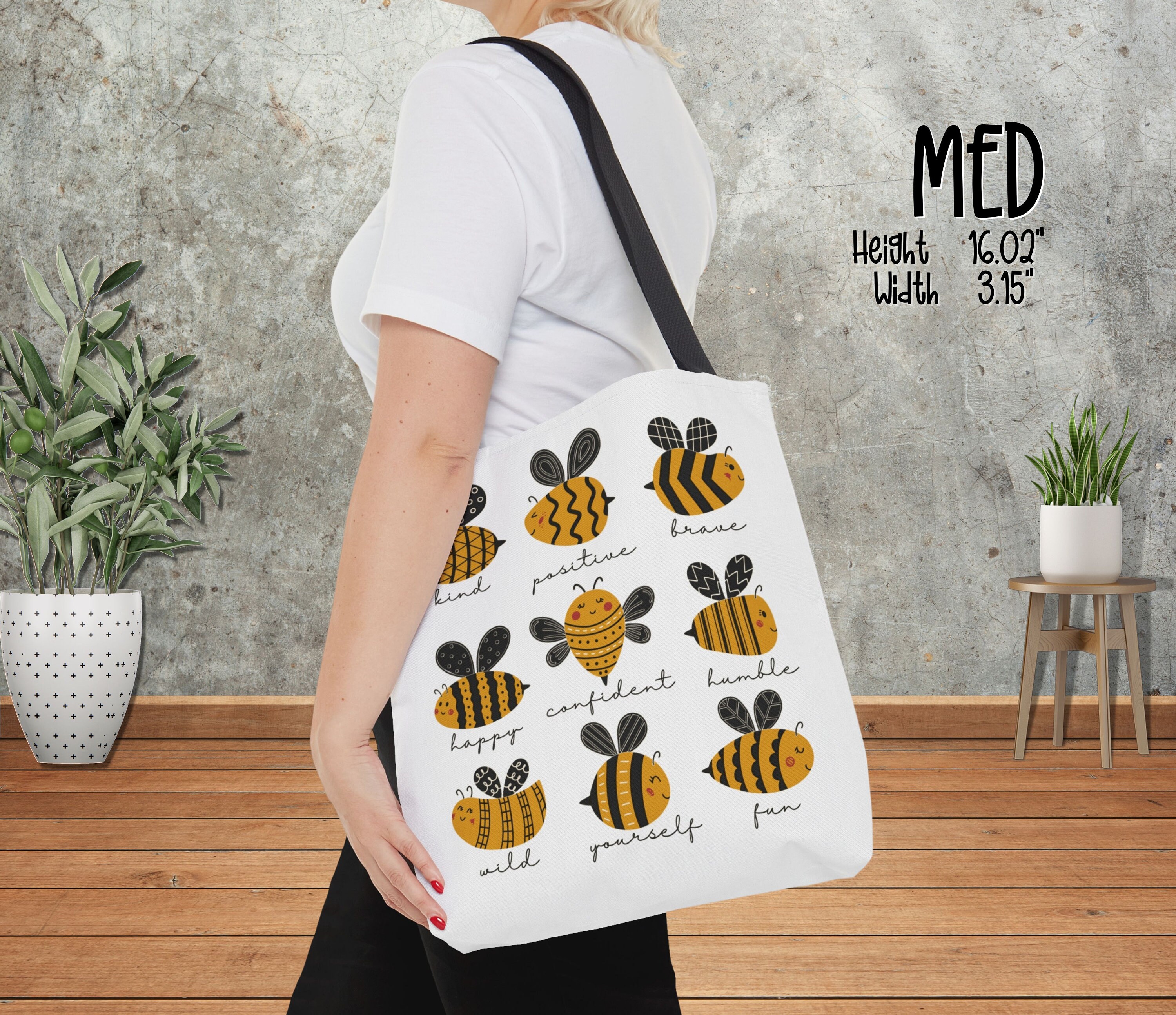 Inspirational Bee Positivity Tote Bag. Bee Lover Gift. Cute Bag for ...