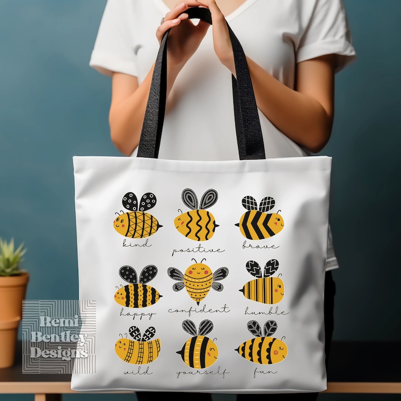 Inspirational Bee Positivity Tote Bag. Bee Lover Gift. Cute Bag for ...