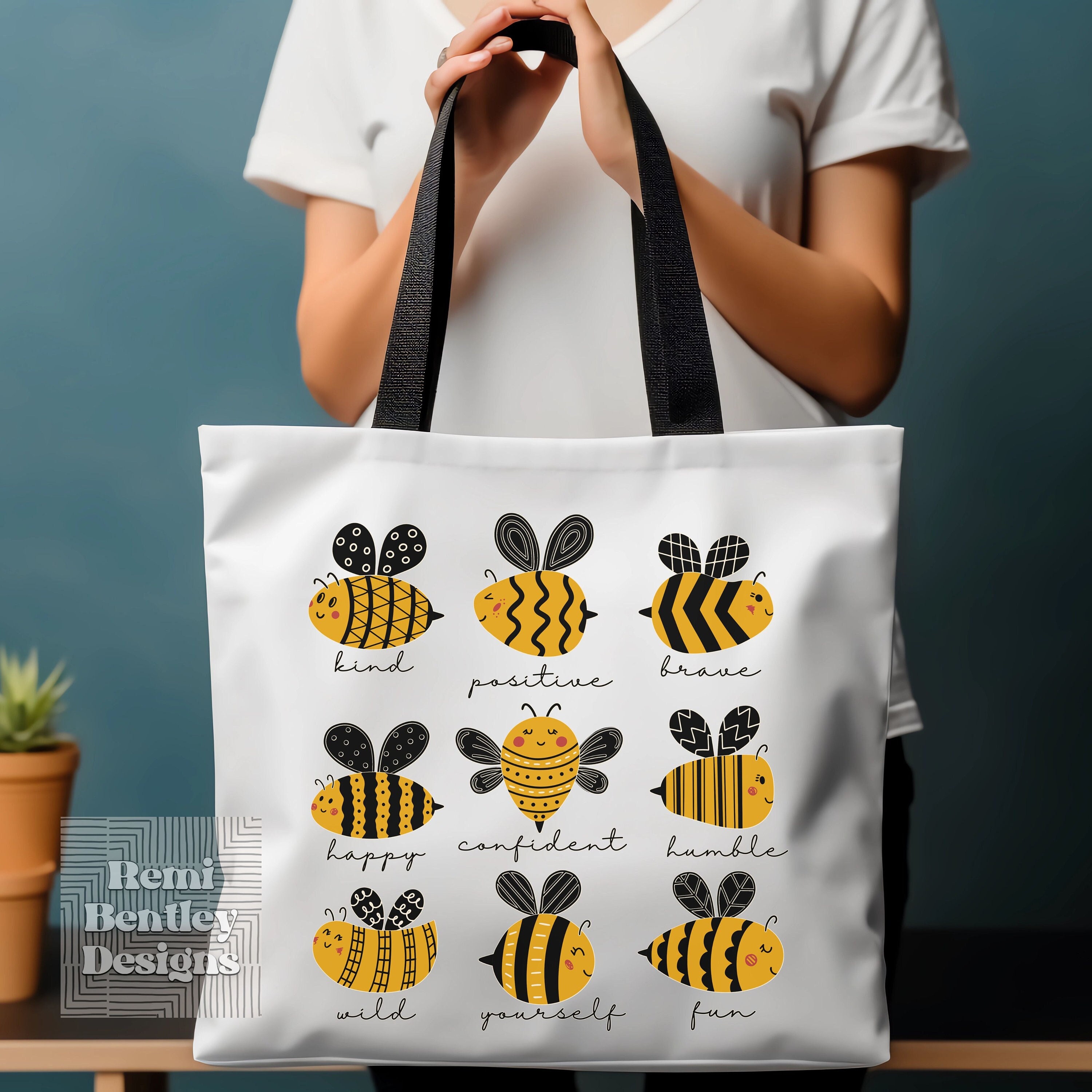 Inspirational Bee Positivity Tote Bag. Bee Lover Gift. Cute Bag for ...