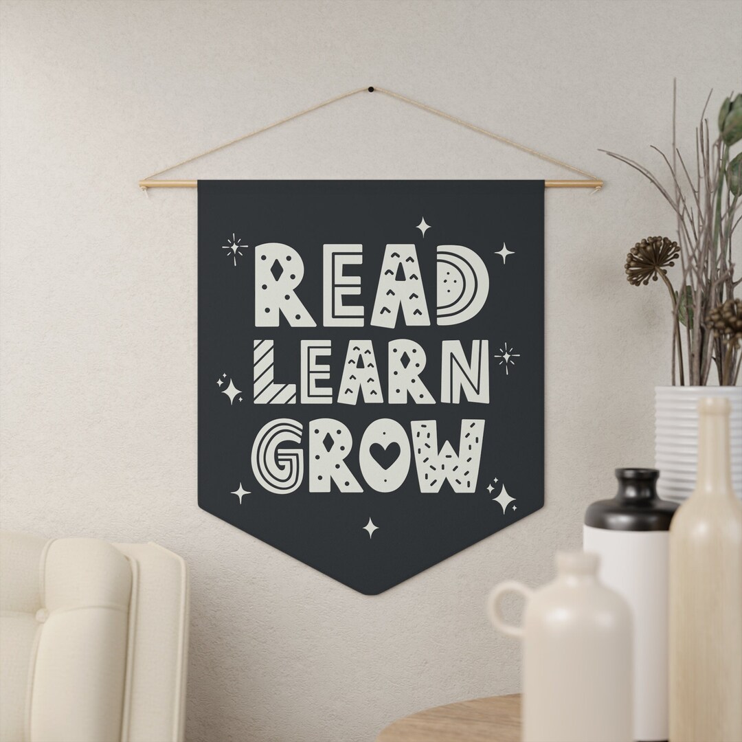 Read Learn Grow Elementary Classroom Wall Decor Pennant. Teacher ...