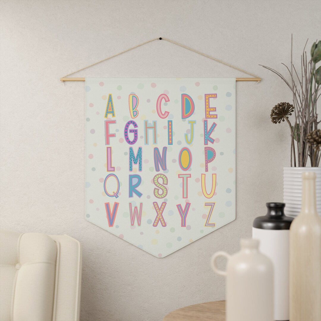 Alphabet Pastel Classroom Pennant Flag, ABC Elementary School Classroom ...