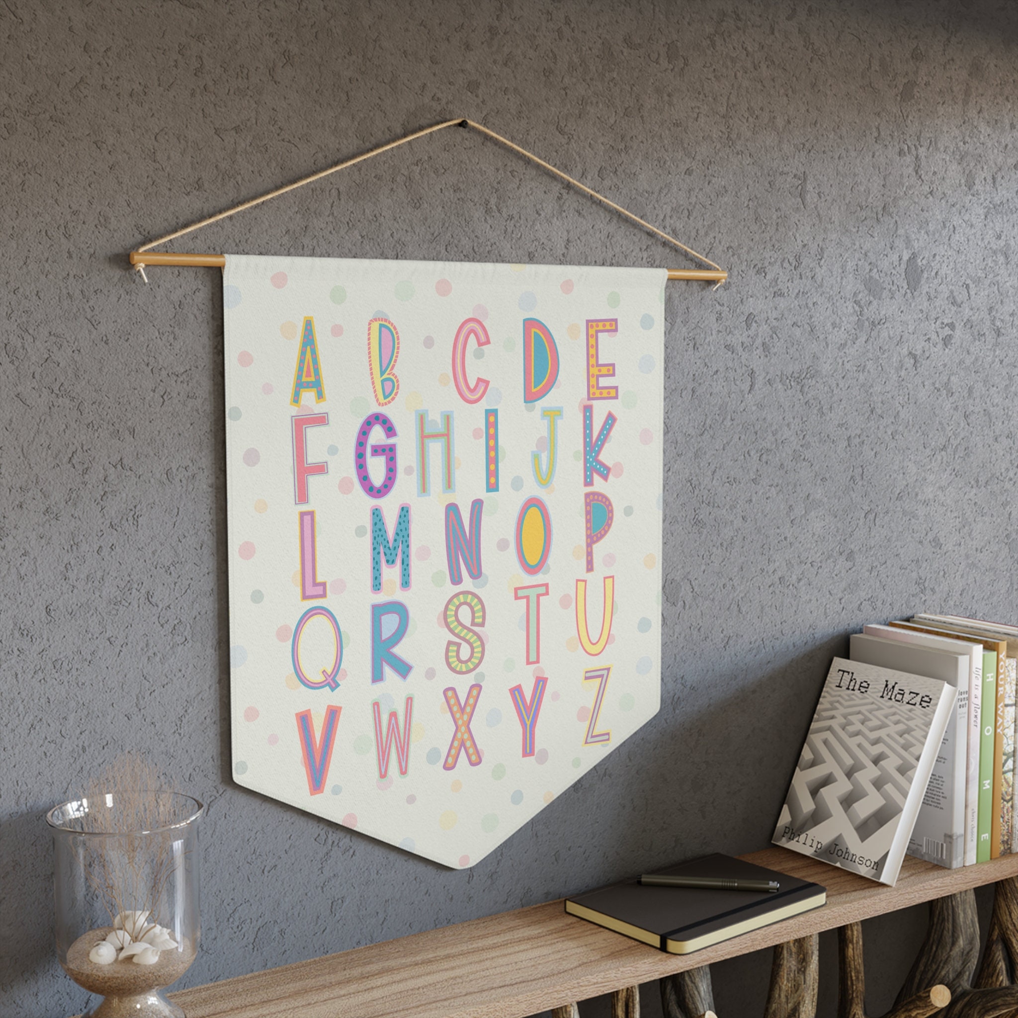Alphabet Pastel Classroom Pennant Flag, ABC Elementary School Classroom ...