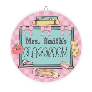 Cute Wooden Teacher Sign, Coquette Classroom Decor, Back-to-school ...