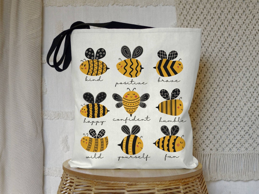 Inspirational Bee Positivity Tote Bag. Bee Lover Gift. Cute Bag for ...