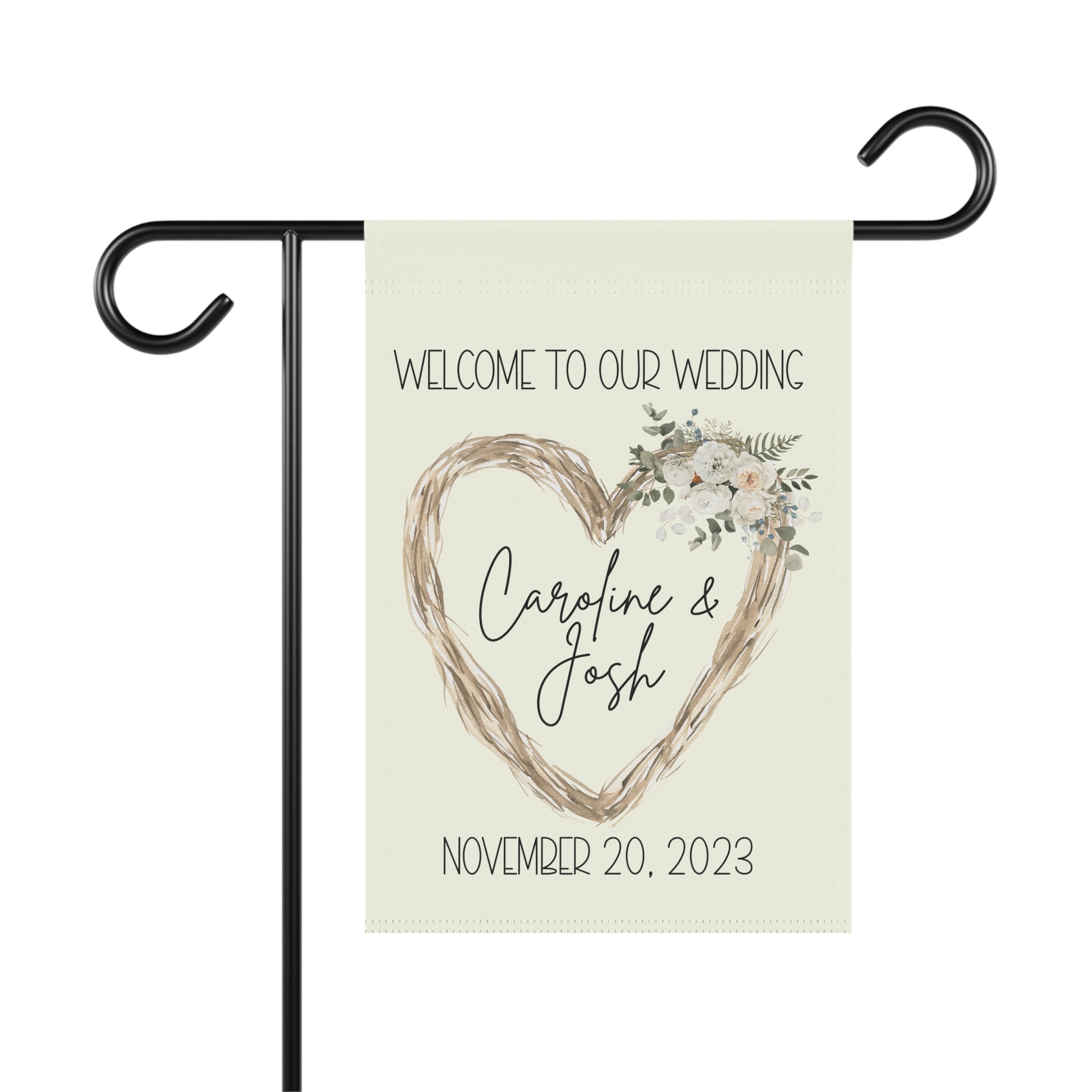 Custom Rustic Wedding Flag. Customized Names and Dates Flag. Minimalist ...