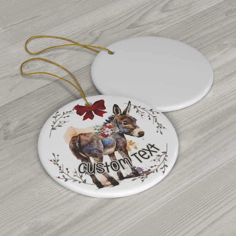Custom Donkey Christmas Ornament. Christmas Farm Life Ceramic Ornament ...
